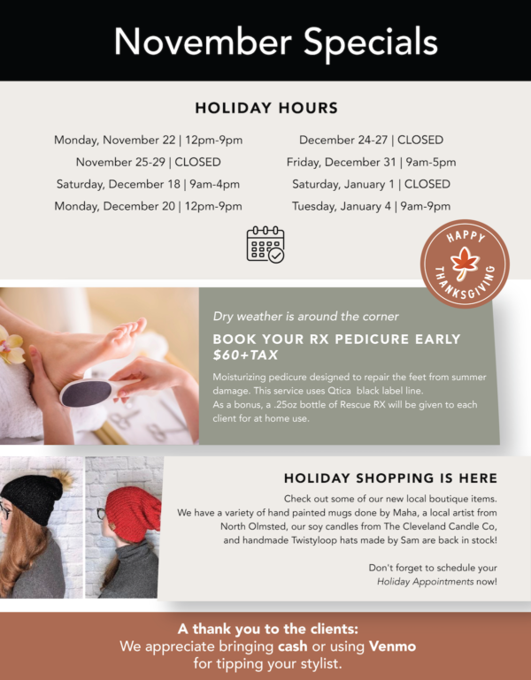 November Specials - Options Salon & Spa