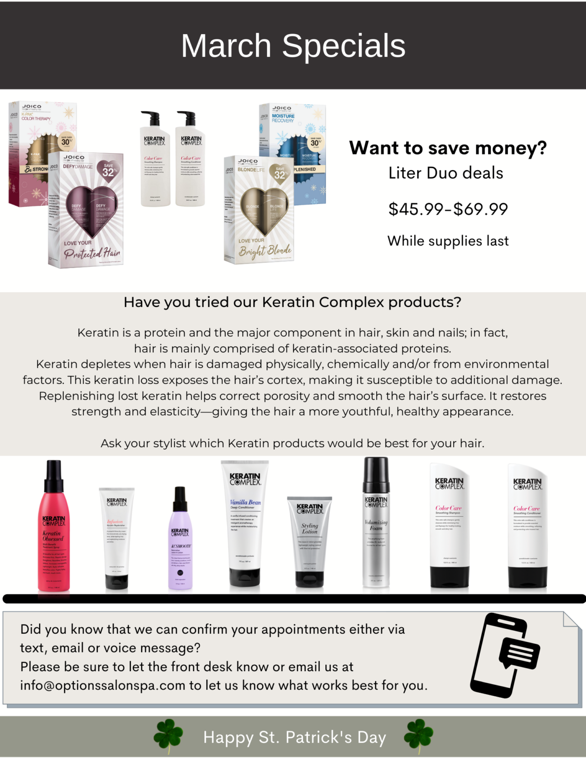 March Specials - Options Salon & Spa